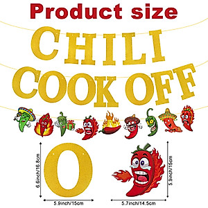 Shiny Chili Cook Off Banner Set - Pre-Assembled Chili Contest Pennants with Chili Pattern Flag and Accessories - Red Hot Chili Cooking Decor Banners - Perfect Chili Cook-Off Party Deco and Chili Decoration Banner Supplies (2 Pcs