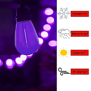 LRSUEYSKIN S14 Purple LED Bulbs 1W S14 LED Bulb Shatterproof Plastic Outdoor Indoor Filament Replacement Bulbs E26 Base Decorative LED String Light Bulbs for Party Home Wedding Halloween (Purple)