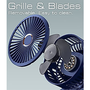 DUOLE Portable Table Fan Clip-on Hanging Fan Powered by Built-in Rechargeable Batteries or Power Bank or Other Power Sources