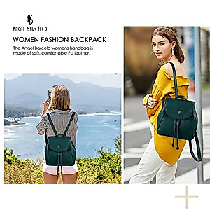 Angel Barcelo Backpack Purse for Women Fashion Backpack Purses PU Leather Daypacks Shoulder Bag Satchel Purse Green