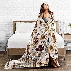Western Blanket Soft Cozy Southwestern Flannel Throw Blanket Cowboy Decor Warm Lightweight Fleece Plush Bedding Stuff Blanket Gifts for Lover Kids Girls Boys Women Adults Bed Travel 40"x50"