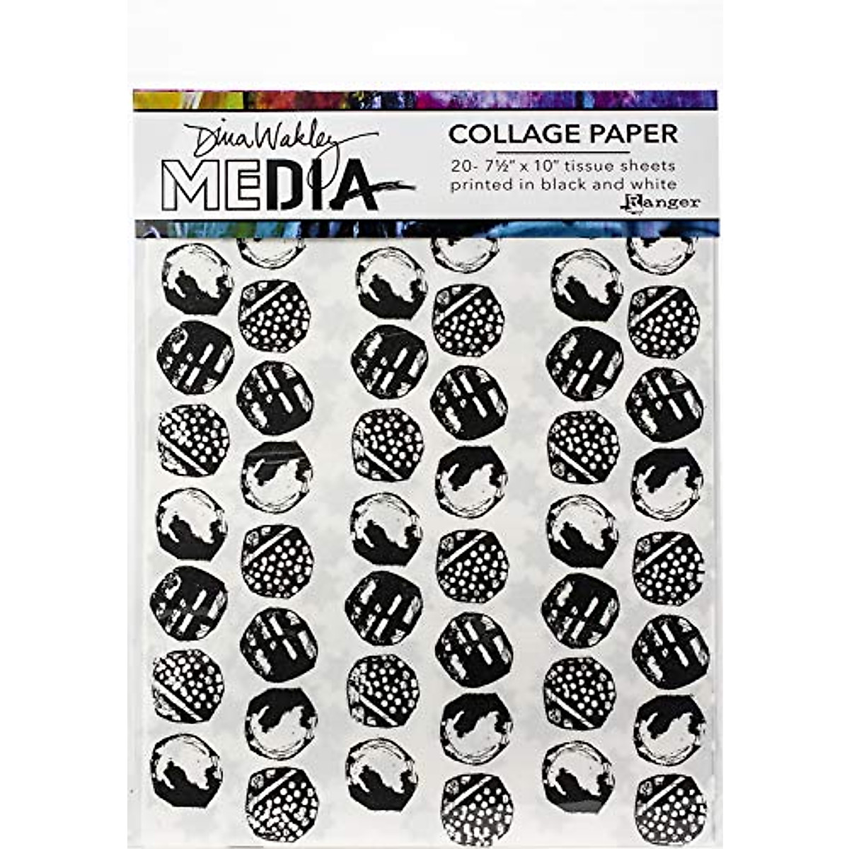 Ranger Dina Wakley Media Collage Tissue Paper 7.5"X10" 20/Pkg-Backgrounds