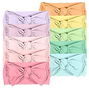 HonestBaby unisex baby Organic Cotton Headband Multi-packs Headwrap, 10-pack Rainbow Girl, One Size US