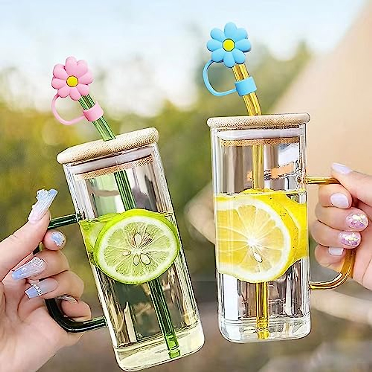 6PCS Straw Cover Cap for Stanley Cup, Silicone Straw Topper fit Stanley 30&40 Oz Tumbler with Handle,10mm Cute Drinking Straw Tip Covers for Stanley Cups Accessories