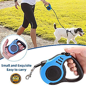 Retractable Dog Leash for Medium - Small Dogs and Cats 16.5FT Tangle Free, Heavy Duty Walking Leash with Anti Slip Handle, Pause and Lock Strong Nylon Tape, Store Dog Leash Retractable(Blue)