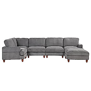 ERYE Oversized Modular Sectional Sofa Couch with Movable Ottoman Can be Freely Combined into Sofabed,L-Shaped & U-Shaped,Low Back Corner Sectional&Couch for Home Apartment Living Room