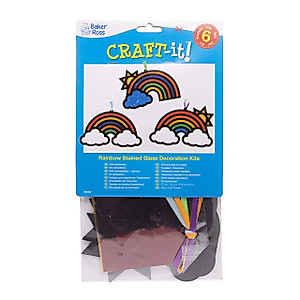 Baker Ross Rainbow Stained Glass Decorations (Pack of 6) AW409 for Kids to Assemble and Display