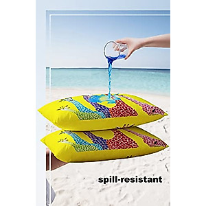 Animal Giraffe Abstract Painting Outdoor Pillow Cover 12x20 Inch Cushion Sham Case, Yellow Backdrop Waterproof Decorative Lumbar Throw Pillowcase for Outside Garden Patio Porch Couch Chair Tent