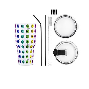 URBANCAN 30 oz Insulated Tumbler with Lid and Straw - Drink In Style with a Stainless Steel Tumbler Travel Mug - Premium Double Walled Thermos Flask - Play On Neon