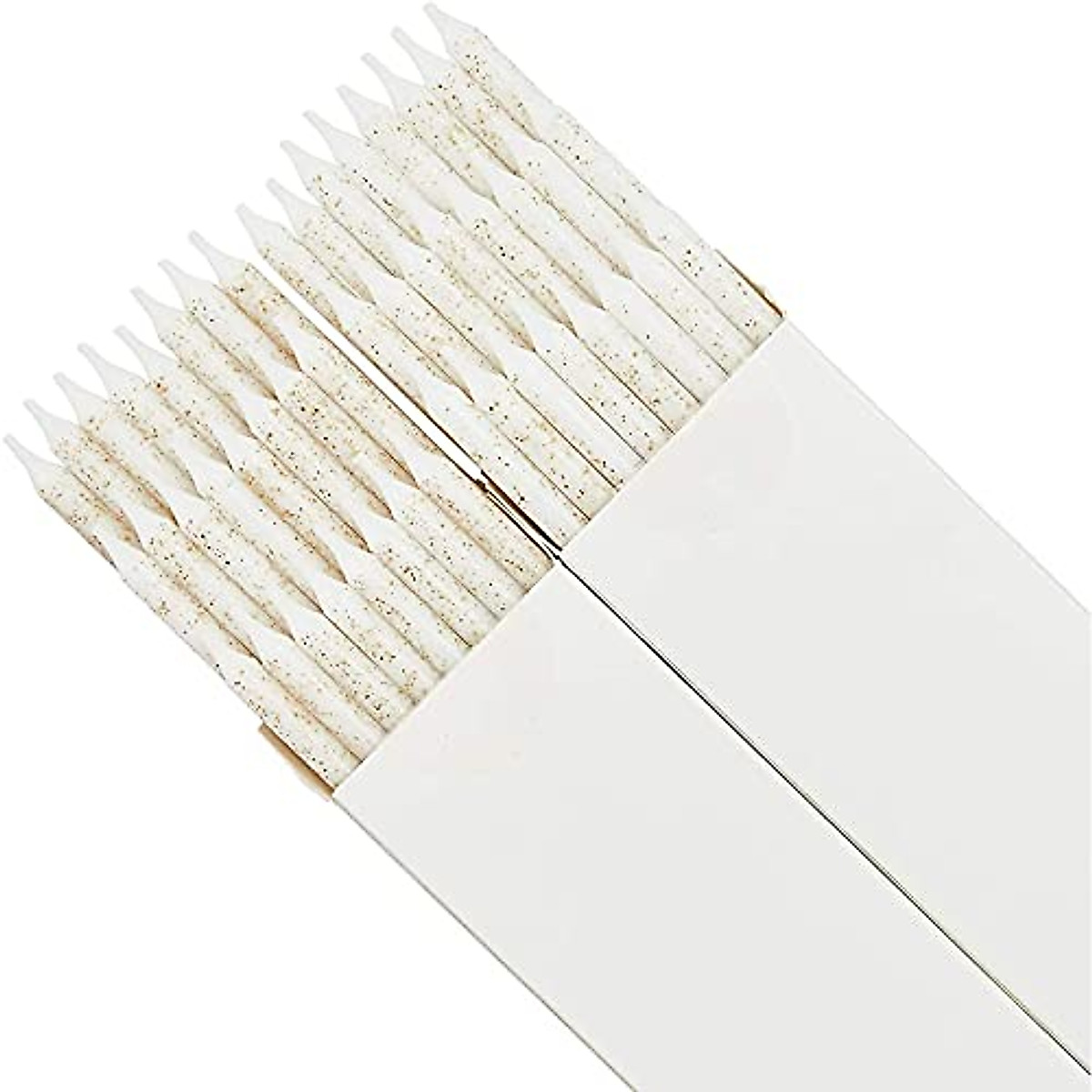 White Gold Glitter Long Thin Birthday Cake Candles in Holders (5 in., 48 Pack)