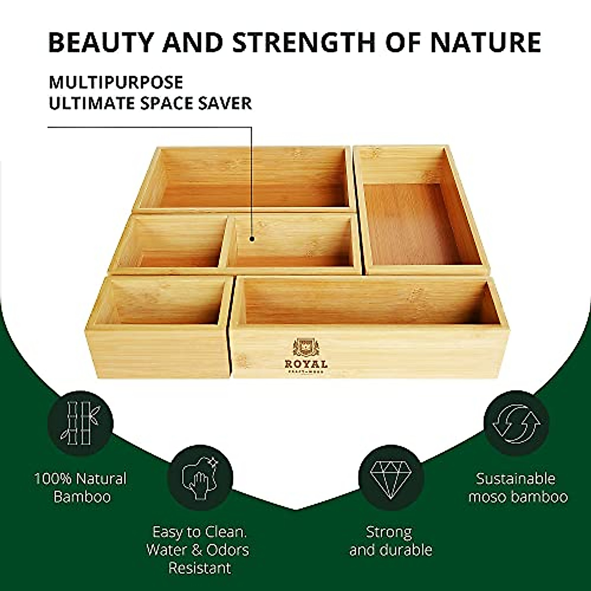 ROYAL CRAFT WOOD Storage Box Set of 5 and Dish Drying Rack