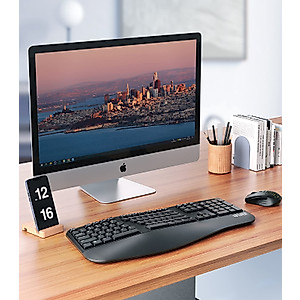 Ergonomic Wireless Keyboard and Mouse - UHURU UEKM-20 Wireless Ergo Keyboard and Mouse Combo with Split Design, Palm Rest, Natural Typing, Compatible with Windows Mac