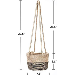 RUIZHIXUAN Hanging Planter Basket Jute Rope Woven Plant Hangers Indoor Hanging Plant Holder Up to 7" Pot Macrame Modern Storage Organizer Home Decor (Jute)