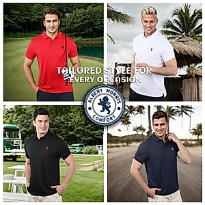 Albert Morris Mens Polo Shirts Polo Shirts for Men, Shirts for Men, Short Sleeve Mens Shirts (4 Pack), American Classics, X-Large