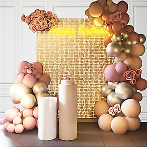 Gold Square Shimmer Wall Backdrop 12PCS Sequin Panels Backdrop Wall for Birthday Party, Anniversary Wedding Engagement Decoration