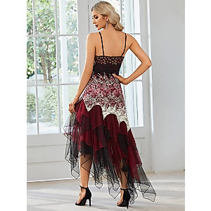 Ever-Pretty Women's Sleeveless Tea Length A-line Dress Chiffon Cocktail Dress Burgundy US00