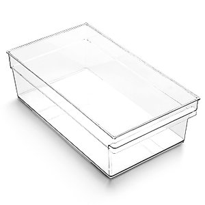 BINO | Plastic Storage Bins, Large - 12 Pack | THE HANDLER COLLECTION | Multi-Use Organizer Bins | Built-In Handle | BPA-Free | Pantry Organization | Home Organization | Fridge Organizer | Freezer Org