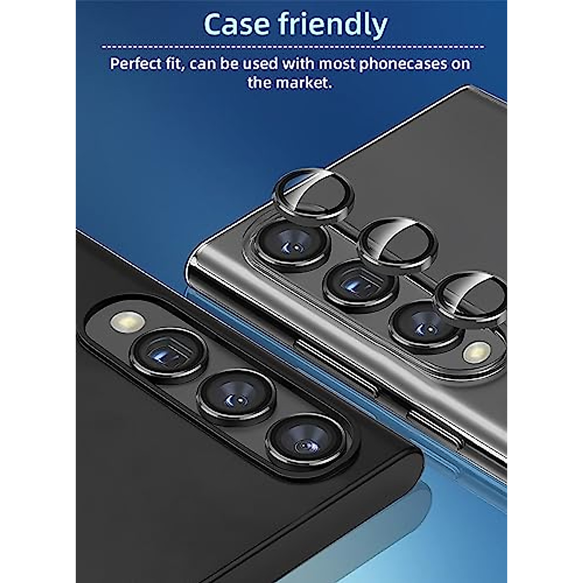 ZXZone [2Packs For Samsung Galaxy Z Fold5 Lens Protector, Premium Tempered Glass Glitter Diamond Metal Camera Lens Protector for Samsung Galaxy Z Fold 5 (Black)