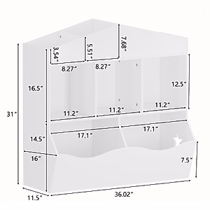 Kids Bookshelf Toy Storage Organizer for Kids Wooden Open Storage Cubby Children Small Bookcase Multifunctional Book Cabinet for Nursery,Playroom,Bedroom,Living Room,White