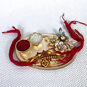 CRAFTONE Set of 6 Om & Ganesha Design Traditional Rakhi for Brother, Designer Rakhi Set for Raksha Bandhan, Moti Beads Rakhi Thread Bhaiya Bhabhi Sister Rakhi Band for Rakshabandhan with Roli Chawal