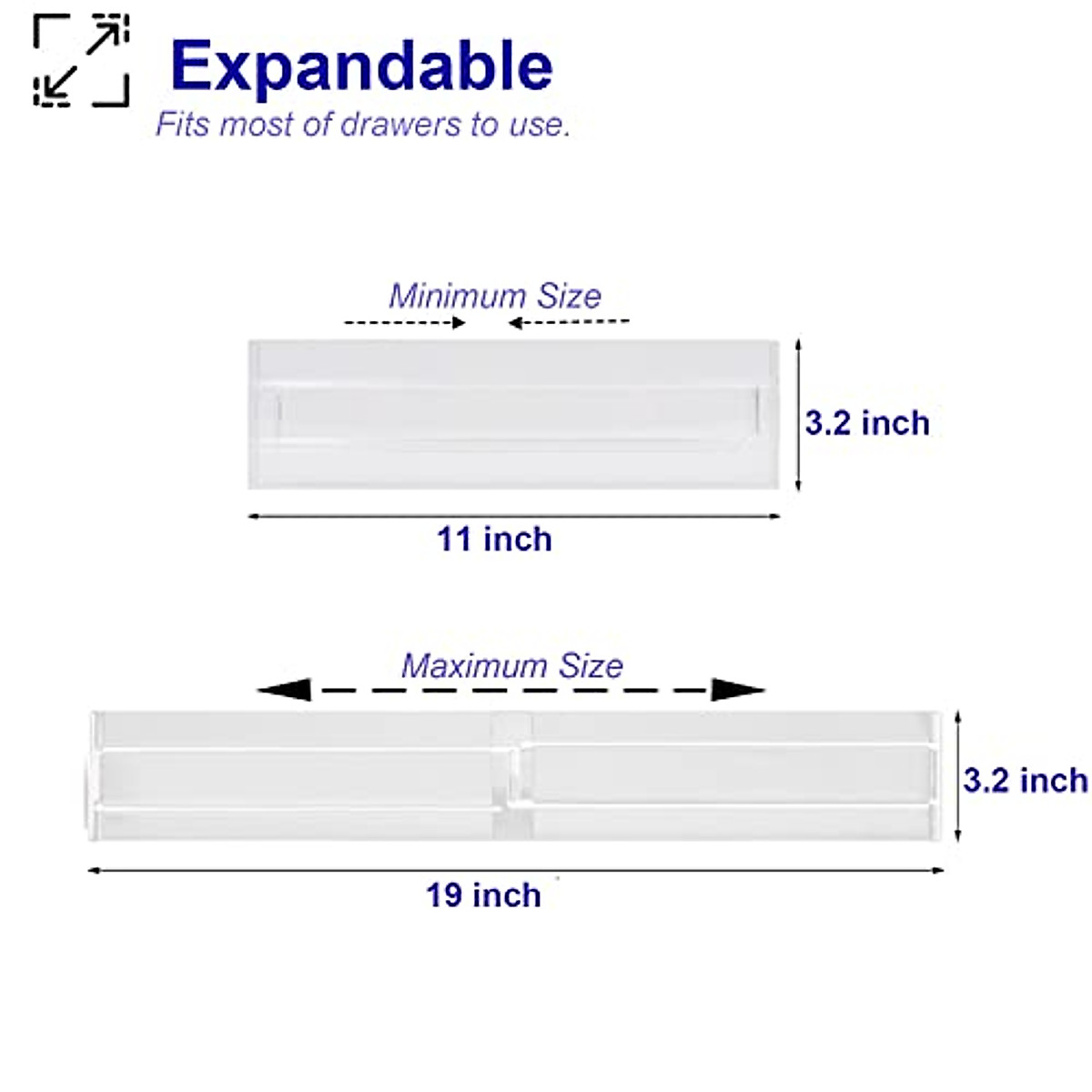 Yipaga Set Of 6 Drawer Dividers Organizers, Adjustable Kitchen Drawer Organizer, Clear Plastic Drawers Separators for Clothing, Kitchen Utensils & Office Storage Expandable from 11-19"