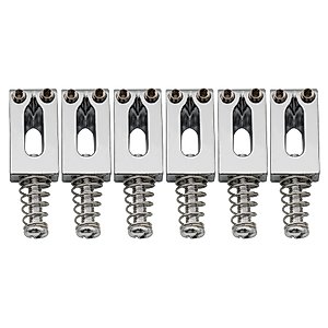 Musiclily 10.5mm Guitar Tremolo Bridge Saddles Set for Fender Stratocaster Strat Telecaster Tele Electric Guitar Replacement, Chrome(Set of 6)