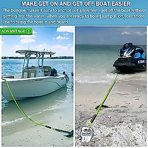 Botepon Boat Bungee Anchor Lines for Beach Anchor, Boat Beach Anchor Rope for Beach Boat, PWC, Jet Ski Or Seadoo, PWC Accessories, 7ft Stretch to 14ft