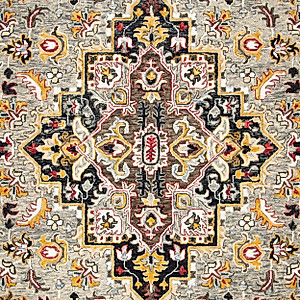 SAFAVIEH Aspen Collection Area Rug - 8' x 10', Grey & Charcoal, Handmade Boho Braided Tassel Wool, Ideal for High Traffic Areas in Living Room, Bedroom (APN207F)