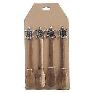 Beachcombers Wood Spoon Set 4 Turtle Design