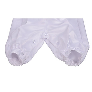 Dressy Daisy Infant Baby Boy Christening Baptism Outfit Satin Romper Bodysuit Set with Bonnet Hat Size 0-3 Months, White