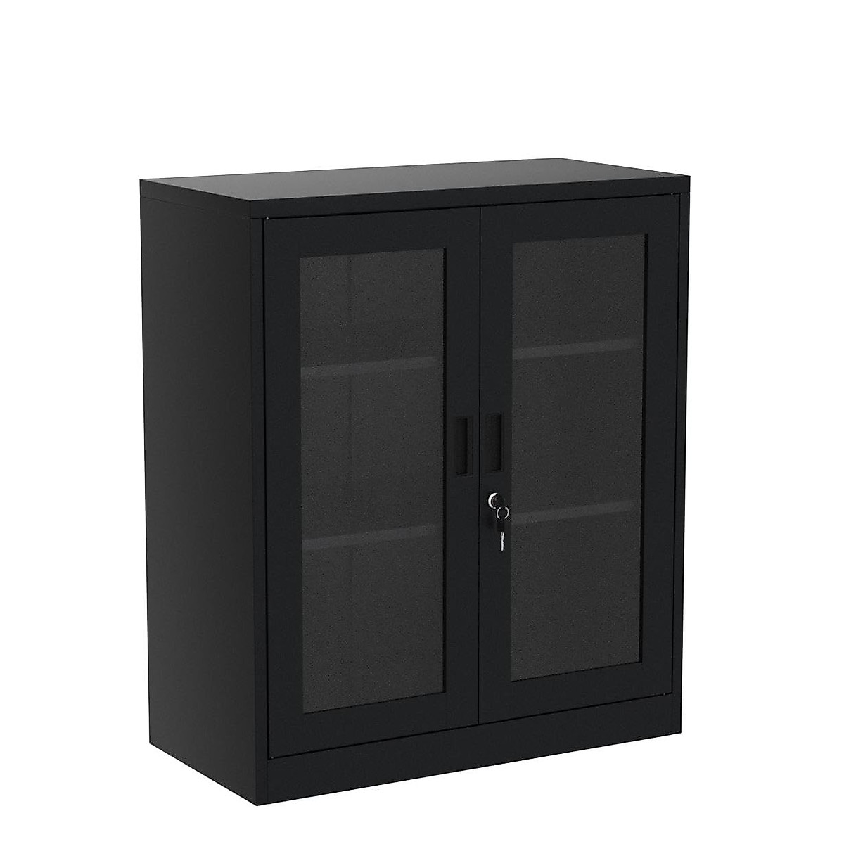 Metal Storage Cabinet, Locking Steel Storage Cabinet with 2 Doors and Adjustable Shelves, Metal Cabinet with Lock, 36" Storage Cabinet Great for Garage, Home, Office (Black)