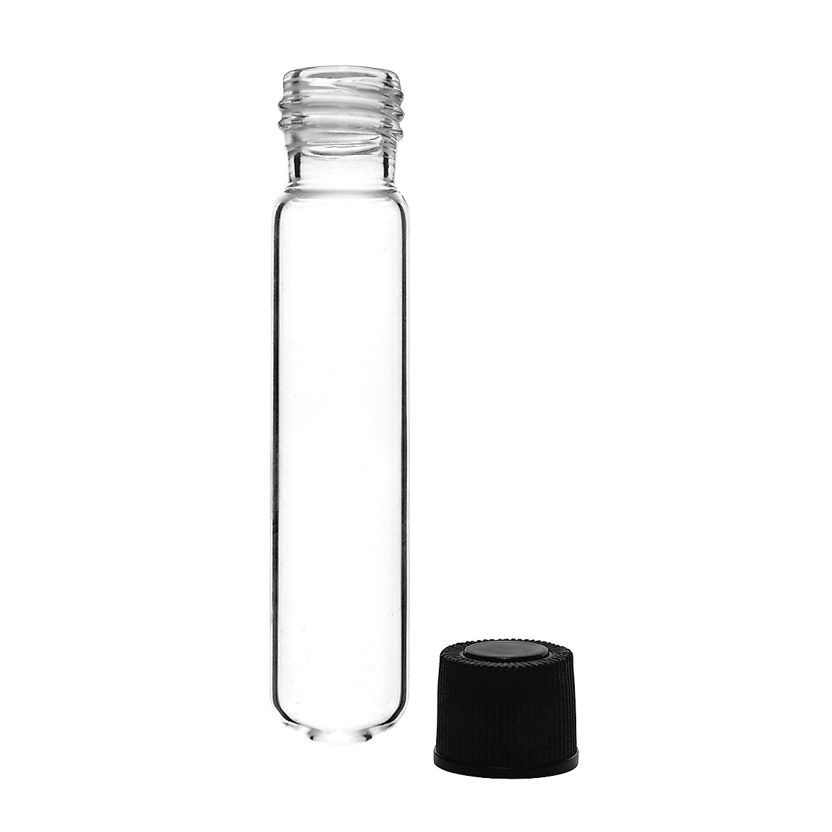 EISCO Test Tube, 5ml - Bakelite Screw Cap with Rubber Liner - Borosilicate 3.3 Glass - 2.9" x 0.6" - Round Bottom - Leak Proof