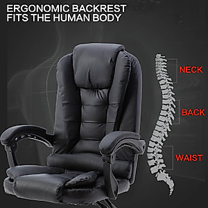 Office Chair Swivel Ergonomic Executive Computer Task Desk Seat Chairs Black Faux Leather Comfortable and Adjustable