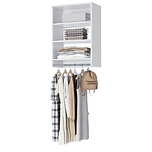 Medium Hanging Closet Unit - Modular Closet System for Hanging - Corner Closet System - Closet Organizers and Storage Shelves (White, 25.5 inches Wide) Closet Shelves
