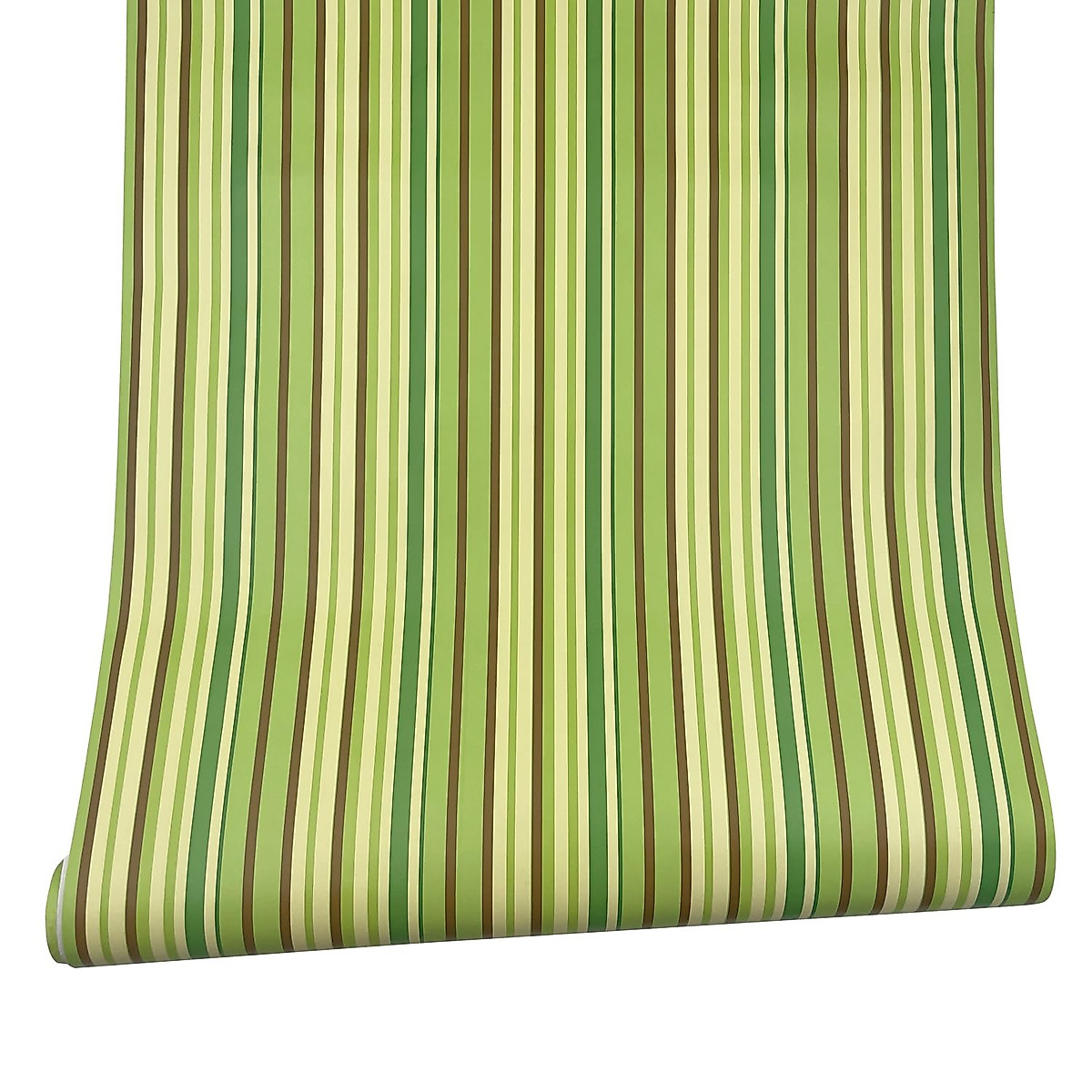 Yifely Peel & Stick Shelf Liner Removable Furniture Paper for Covering Apartment Old Cabinets Drawers, Green Stripes, 17.7 Inch by 9.8 Feet