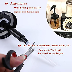 GMDREUT Mason Jar Syrup & Honey Pump Dispenser Lids For Regular Mouth Jar (2 Pack) Coffee Syrup Dispenser Food Grade, Airtight & Leak & Rust Proof Sauce Dispenser Pump Lids (Jar Not Included)