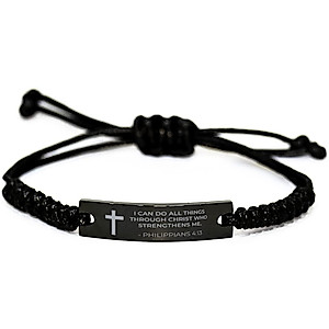 Confirmation Gifts for Teenage Boys, I Can Do All Things Through Christ, Baptism, First Holy Communion Gifts, Religious Bible Verse Catholic Bracelets for Son, Grandson, Dad, Godfather