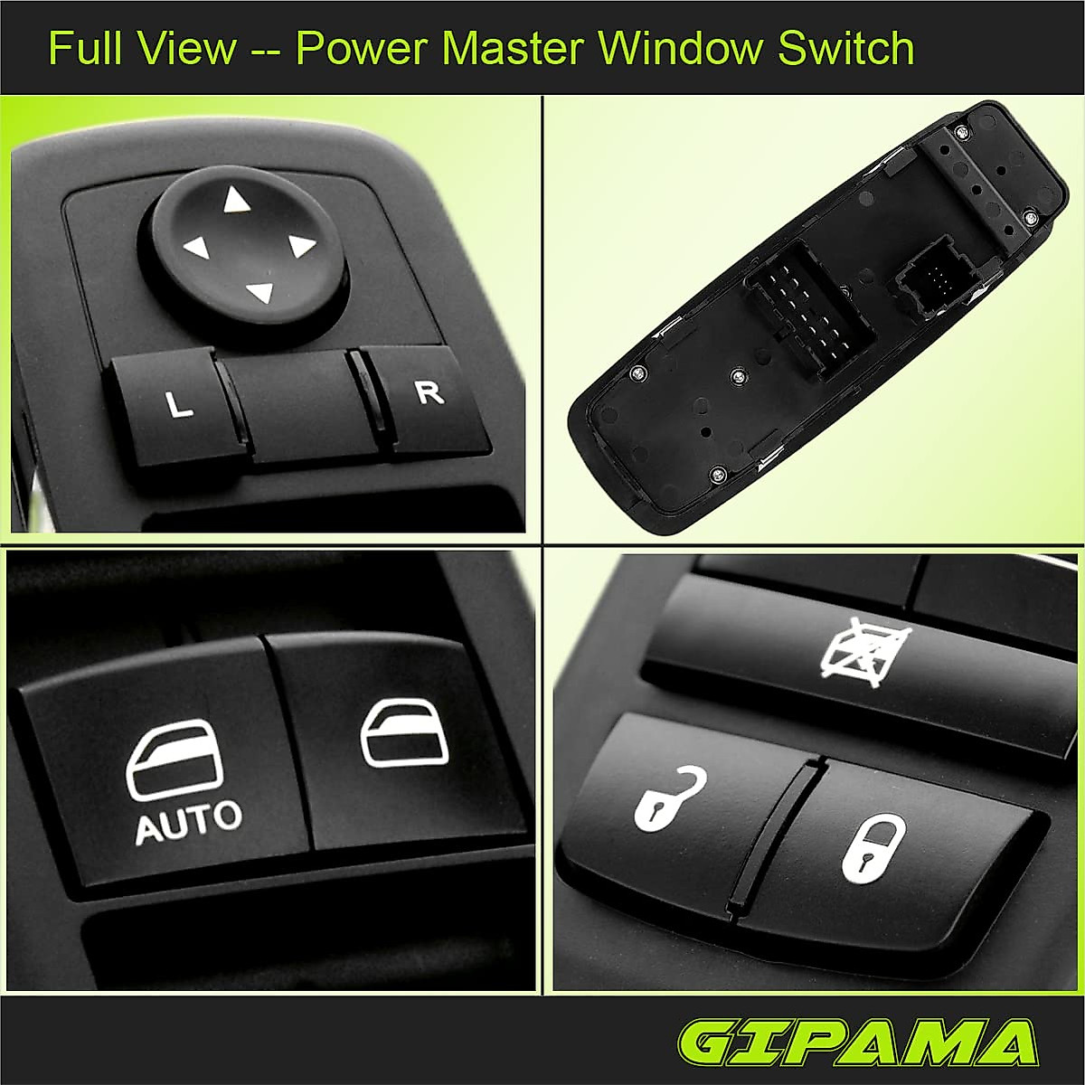 Gipama 901-486 Power Window Switch for 2011-2016 Dodge Journey, Replaces# 68084001AD, 68084001AC, 68084001AB,8+13 PINS（Driver Side