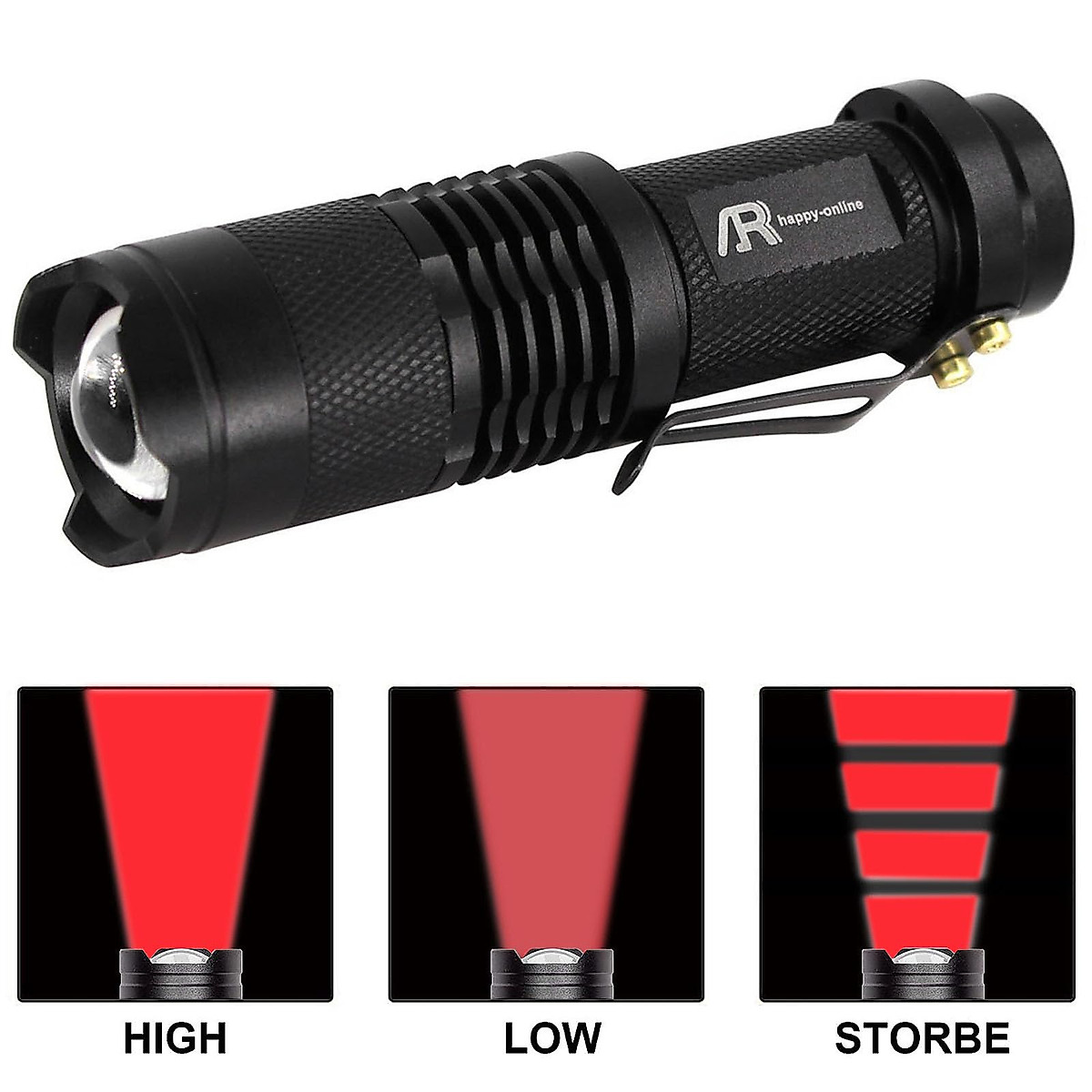 AR happy online 3 Pack Red Light Flashlight, 3 Modes Mini Red LED Flashlight, Zoomable Red Flashlight Torch with Clip for Night Vision, Astronomy, Aviation, Night Observation