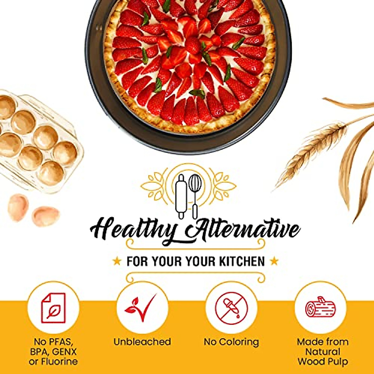 [220 Liners] Heavy Duty 9 Inch Parchment Rounds Paper Baking Sheets | Precut Silicone Coated & Unbleached – Will Not Curl or Burn – Non-Toxic & Comes in Convenient Packaging