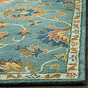 SAFAVIEH Heritage Collection Runner Rug - 2'3" x 12', Light Blue, Handmade Traditional Oriental Wool, Ideal for High Traffic Areas in Living Room, Bedroom (HG651A)