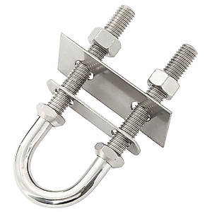 NovelBee 2-Pack of Stainless Steel Bow Stern Eye Tie Down U Bolt with Nuts and Washers,Stock Dia.1/2" (Length:5-1/4")