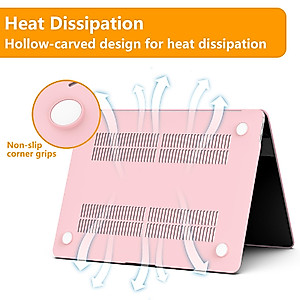 Hianjoo Case Compatible with MacBook Air 13 inch 2022 2021 2020 A2337 M1 A2179 A1932 Touch ID, Hard Shell Case + 2 Keyboard Covers + 2 DIY Stickers, Pink