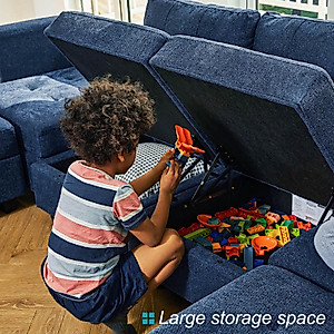 Belffin Middle Module Seat for Modular Sofa Sectional Couch with Storage Accent Armless Sofa Chair Modern Fabric Blue