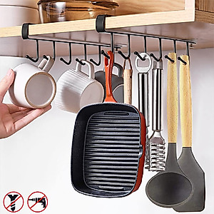 2pcs Mug Hooks Mug Holder Under Cabinet,BAIEUEJO Coffee Cups Holder Hanger no Drilling,Kitchen Utensil Hooks,Storage Hooks ​for Cups/Kitchen Utensils/Ties Belts/Scarf/Keys Storage (White)