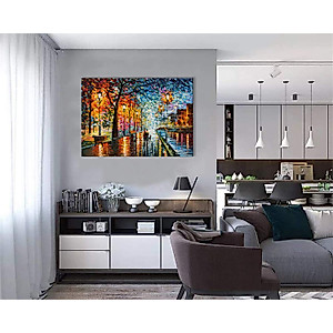 Alenoss Abstract Canvas Paintings 3D Modern Oil Paintings on Canvas 28x40 Inches Contemporary Colorful Landscape Wall Art Romantic Couples Blue Artwork for Home Decorations