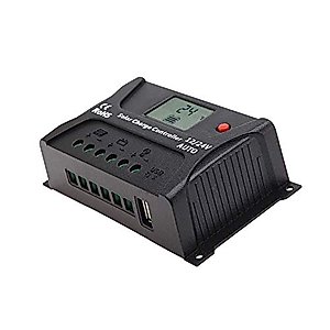 HQST 20Amp 12V/24V PWM Solar Charge Controller Regulator with LCD Display, USB-A Port, Compatible with Sealed, Flooded Lead-Acid Batteries