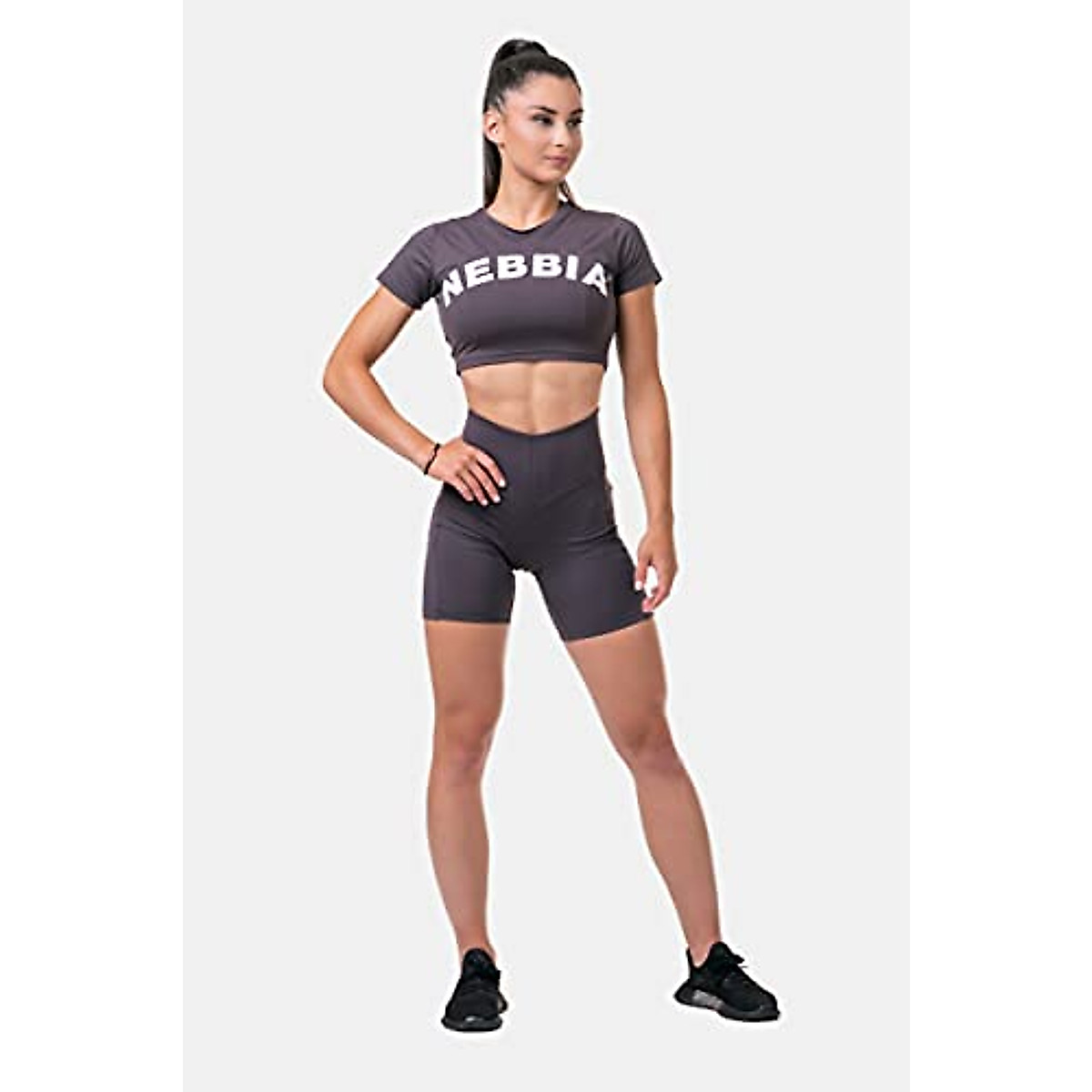 NEBBIA Short Sleeve Sporty Crop Top 584 Maroon