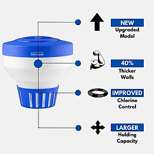 Aquatix Pro Pool Chlorine Floater Dispenser for 1 to 3 inch Tablets, Large & Durable Floating Dispenser for Spa, Hot Tubs, In-ground & Above Ground Small & Large Pools, Adjustable Flow Rate
