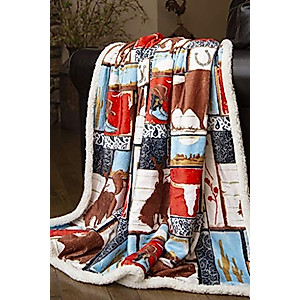 Carstens, Inc. Wrangler Vintage Western Sherpa Throw Blanket 54x68